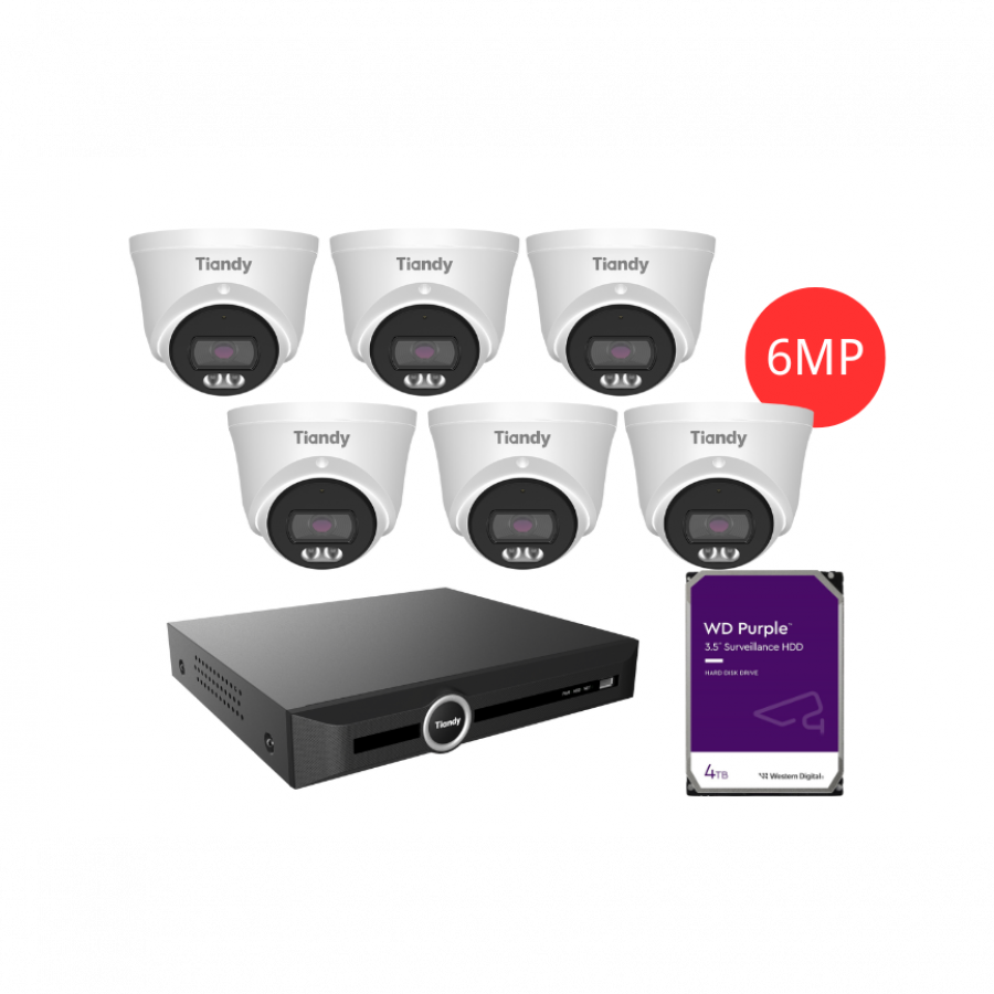 Tiandy KIT 10CH NVR 6*6MP Starlight 4TB KIT | IOT Technologies Ltd
